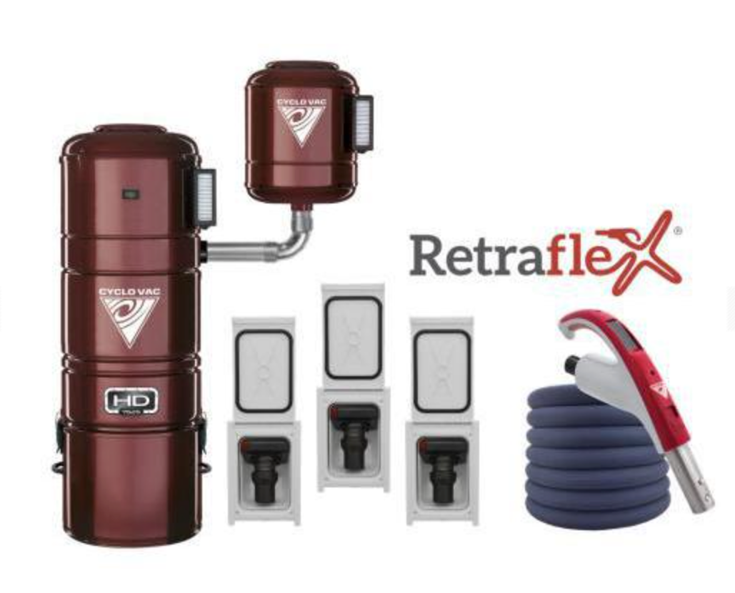 Cyclovac HD7525 Central Vacuum with 3 x 50' Hose ( With Sock ) & Rough