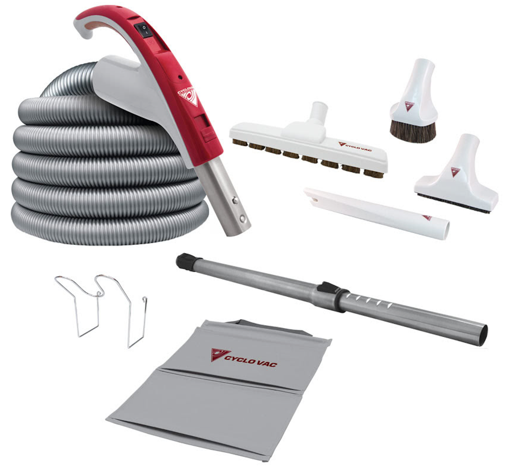 Cyclo Vac Attachment kit with Super Luxe brush 12" and Hose Sock. 40'